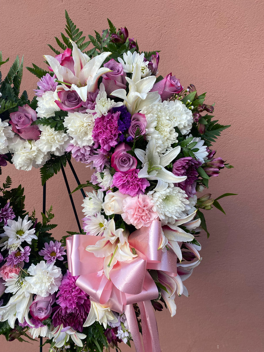 Pink and White Standing Open Heart – Norma's Flowers NJ